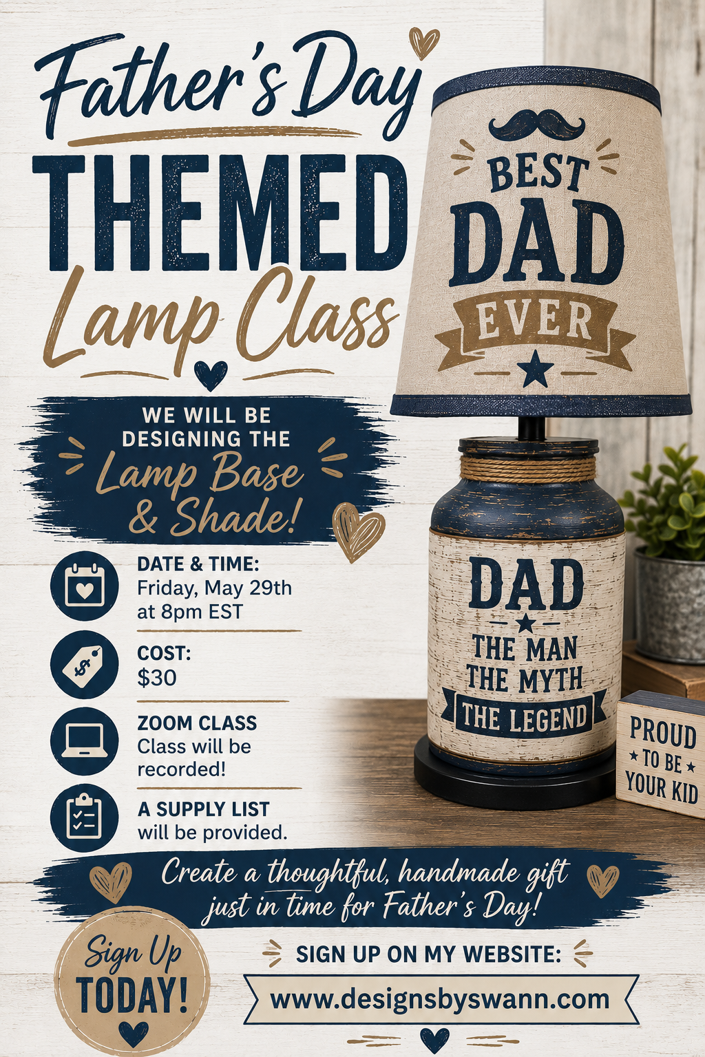 Live Lamp Base and Shade Class Father's Day Themed – Designs By Swann, LLC