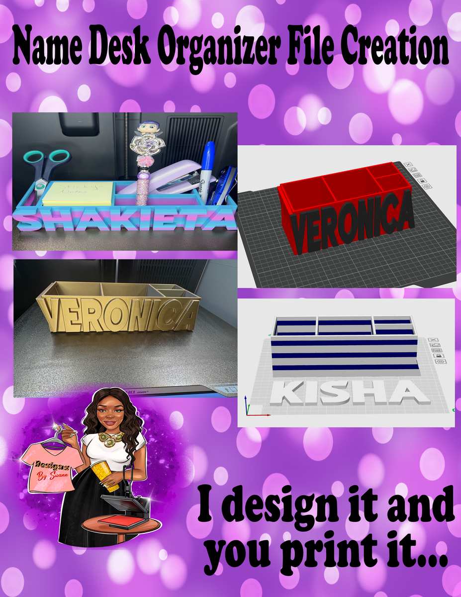 Custom Name Desk Organizer File Creation | Digital File | 3D File Crea ...